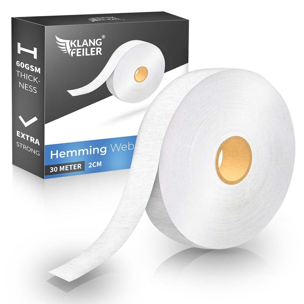 Klangfeiler® Hemming Tape - 3/4 INCH x 32 Yards - 60GSM Thickness - Extra Strong - Iron-On Hem Tape Adhesive