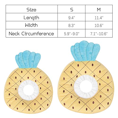 La La Pet® Adjustable Recovery Cone Neck Collar Soft Elizabeth Circle for Dogs Cats, Yellow Pineapple, Small