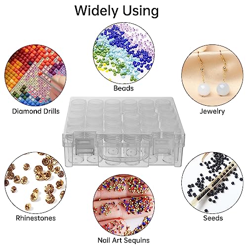 30 Slots Diamond Painting Storage Containers, Bead Organizer Box, Bead Storage Containers Plastic Diamond Painting Art Accessories Boxes Small Clear Embroidery Box for Craft Beads Rhinestones (1 Pack)