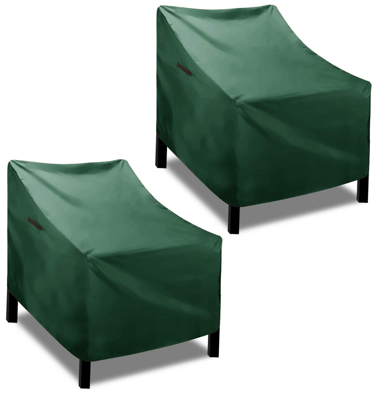 RosieLily Outdoor Chair Covers, Patio Chair Covers Waterproof, 600D Heavy Duty Stackable Patio Furniture Covers, Standard-2 Pack, Dark Green