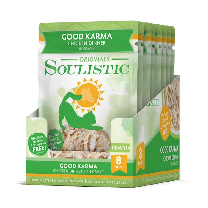 Soulistic Originals Good Karma Chicken Dinner in Gravy Wet Cat Food Pouches, 3 oz., Case of 8