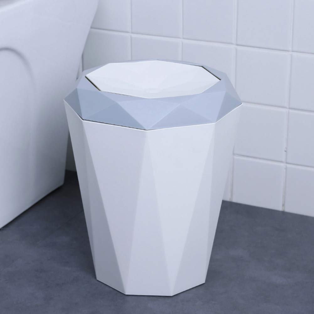 Forart Round Swing Lid Trash Can Wastebasket Garbage Container Bin Swing Top Trash Can Portable Trash Can with Swing Lid for Bathrooms, Kitchens, Home Offices