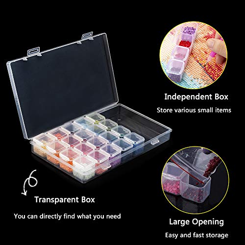 2 Pack 56 Slots Diamond Painting Box for Adult,5D DIY Diamond Accessories Storage Containers,2 Sets Sticker Organizer for Tracing,Art Kit Tool Supply Holder Gems Bead Jewelry Seed Nail