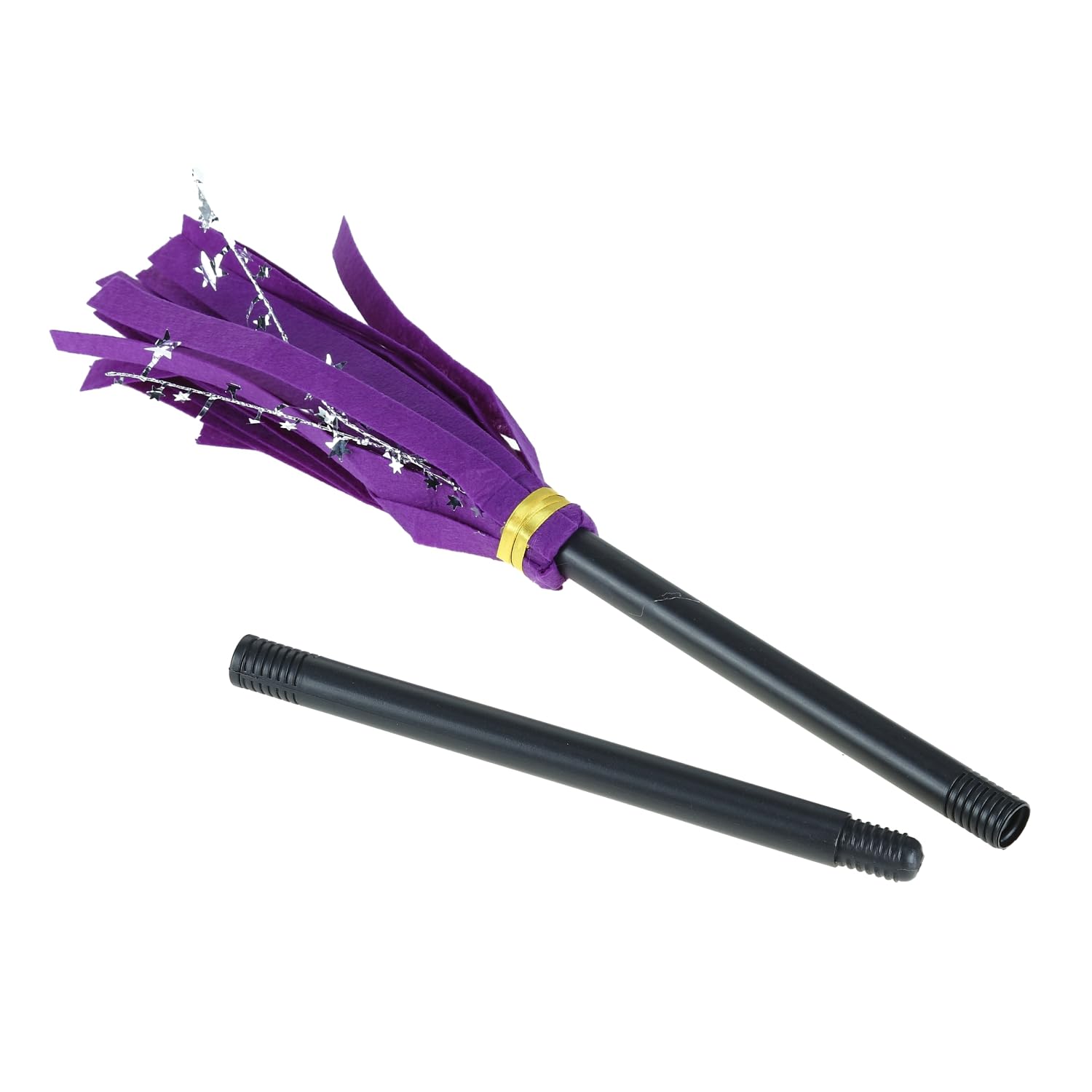 BinaryABC Halloween Witches Broom Plastic Broom,Halloween Cosplay Costume Props,Halloween Masquerade Dress Up Costume Decoration Supplies(Purple)