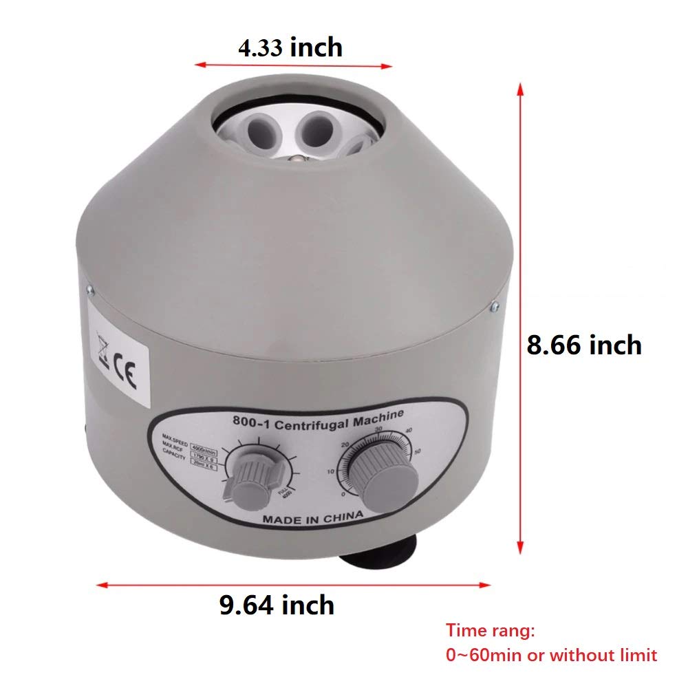 Desktop Electric Lab Laboratory Centrifuge Machine Lab Medical Practice w/Timer and Speed Control - Low Speed,4000 RPM, Capacity 20 ML x 6-110v by CALU LUKY