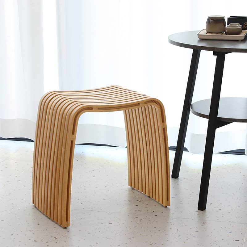 CWUINT Bamboo Dining Stool Dining Chair Dressing Stool Shoe Stool Bathroom Stool Dining Room Bathroom Living Room Study Bedroom Durable and Beautifully Designed