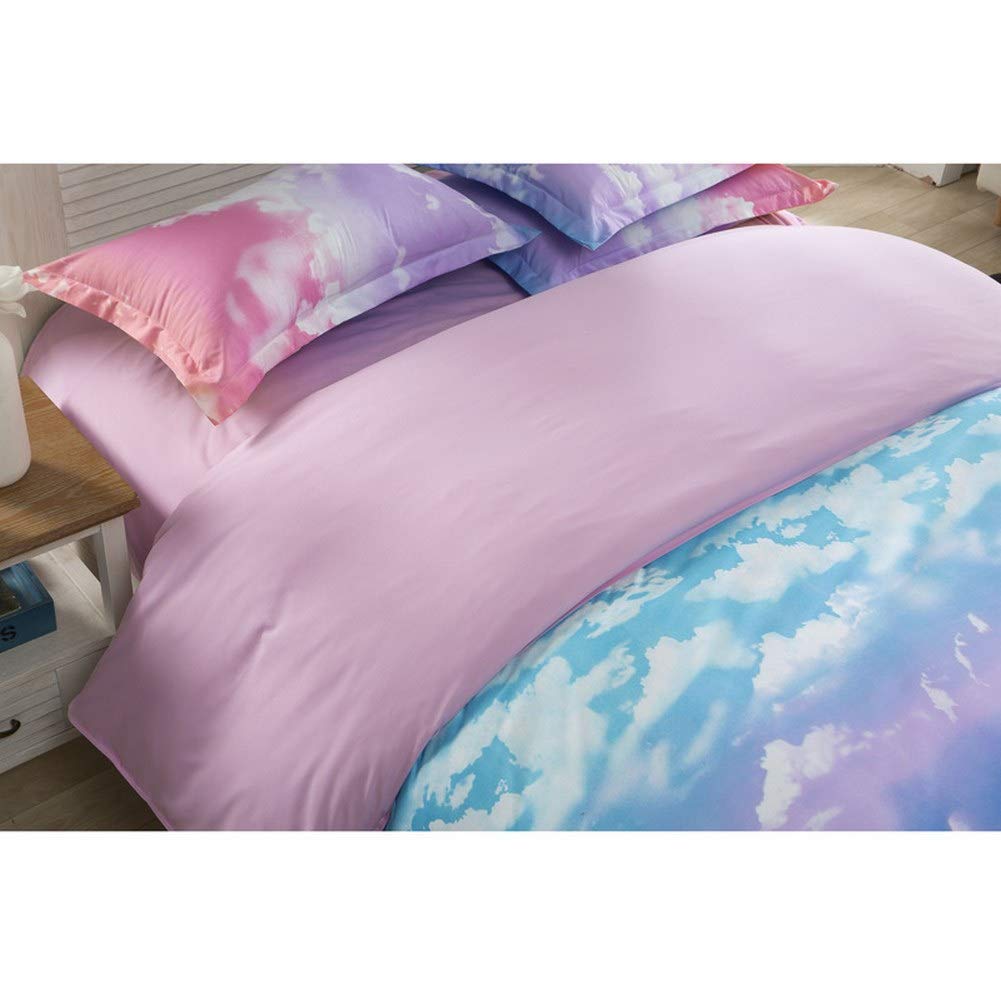 Feelyou Cloud Sky Duvet Cover Set for Girls Rainbow Bedding Set Kids Comforter Cover Cute Lightweight Soft Pink and SkyBlue Bedroom Decor Lovely Teens Bedspread Cover Full Size Zipper