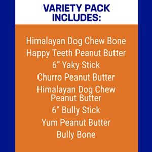 Himalayan Pet Supply PB Love 1 Peanut Butter Cheese Chew 4 PB Cheese Churro 3 PB Cheese Yum 2 PB Happy Teeth 1 Chew Bone 1 yakyStick 1 Bully Stick 1 Cheese and Bully Stick Bully Bone, orange