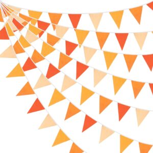 10m/32ft triangle flag fabric banner cotton pennant garland cloth bunting for fall decor autumn wedding birthday party thanksgiving day home nursery outdoor garden hanging decoration (orange+36pcs)