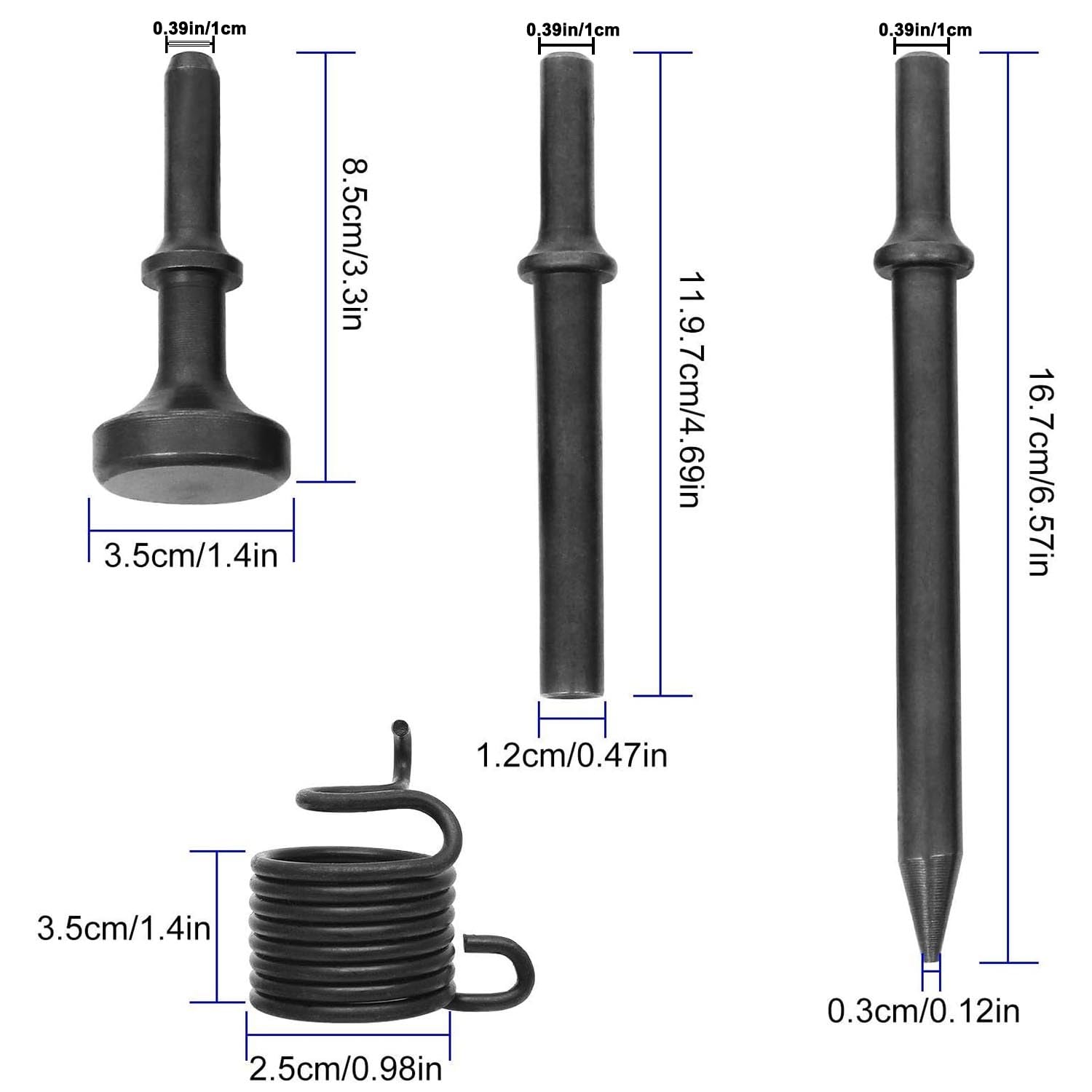 8 PCS Air Hammer Attachments Air Chisel Bits Air Hammer Bits for 150/190/250 Air Hammer Chipping Bits Set for Masonry Concrete Demolition