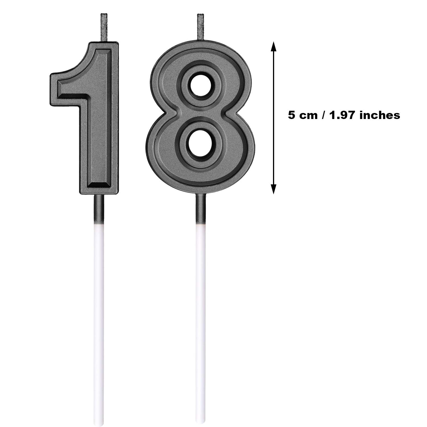 18th Birthday Candles Cake Numeral Candles Happy Birthday Cake Candles Topper Decoration for Birthday Party Wedding Anniversary Celebration Supplies (Black)