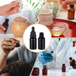 BENECREAT 15 Packs 15ml Black Glass Dropper Bottle Vials Glass Eye Dropper Bottle with Labels, Plastic Hoppers and Droppers for Essential Oil Aromatherapy Fragrance