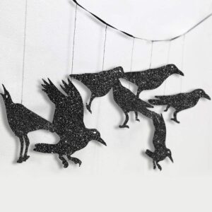 Cheerland Glitter Black Crow Halloween Decorations for Gothic Halloween Tree Hanging Decoration Bird Raven Banner Stick Decal Garland Backdrop Centerpiece for Theme Birthday Wedding Party Supplies