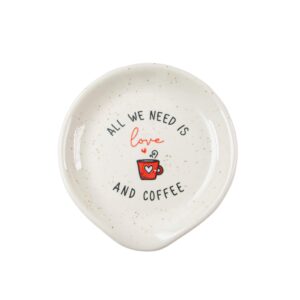 vilight spoon rests for coffee cups - coffee bar accessories coffee table décor - gift for women men - all we need is love and coffee