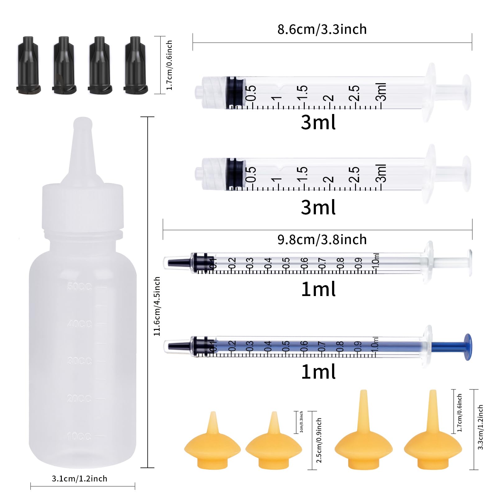 Xuanda Pet Feeding Bottle and Syringes with Nipples for Small Cat Dog Animals (Model 1)