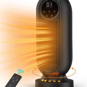 Infray Space Heater, 1500W Oscillating Electric Tower Heater with 3 Modes, Portable Fast Heating Ceramic Fan Heater with 12H Timer, Remote Control & LED Display for Home Indoor Use