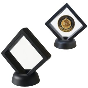 Set of 2 Challenge Coins Display Stand, 3D Floating Clear Case, Jewelry, Specimen, Military Medal Holder Frame