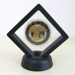 Set of 2 Challenge Coins Display Stand, 3D Floating Clear Case, Jewelry, Specimen, Military Medal Holder Frame