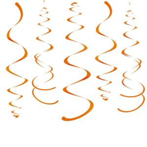 weven orange party hanging swirl decorations plastic streamer for ceiling, pack of 28