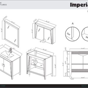 Fine Fixtures Imperial Collection 36" Bathroom Vanity Cabinet Set, White Ashtree