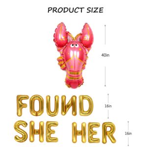 Geloar SHE Found HER Lobster Balloons Banner for Friends TV Show Theme Bridal Shower Bachelorette Bride to Be Wedding Engagement Final Fiesta Rachel Monica Hen Party Supplies Decorations (Gold)