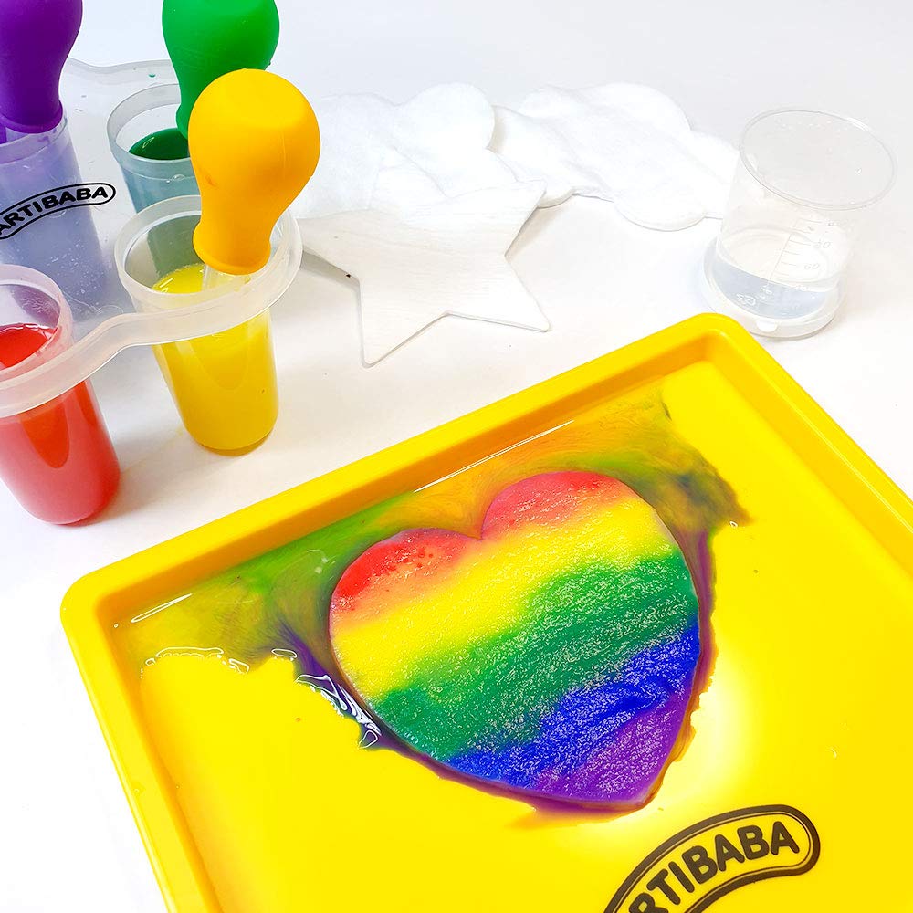 ARTIBABA Jumbo Rainbow Color Liquid DROPPERS 5 Pieces 5ml - Jumbo Silicone Tip Clear Plastic Pipettes Science Experiments Laboratory Liquid Transfer Mixing Color Art Craft Activity