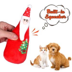 POPETPOP Christmas Dog Toys 3 Pcs, Dog Teeth Cleaning Rope Toy, Durable Dog Chew Ball and Santa Squeaky Plush Dog Toy for Small Dogs and Puppy - Xmas Dog Toy