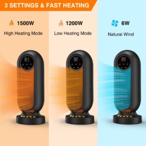 Infray Space Heater, 1500W Oscillating Electric Tower Heater with 3 Modes, Portable Fast Heating Ceramic Fan Heater with 12H Timer, Remote Control & LED Display for Home Indoor Use