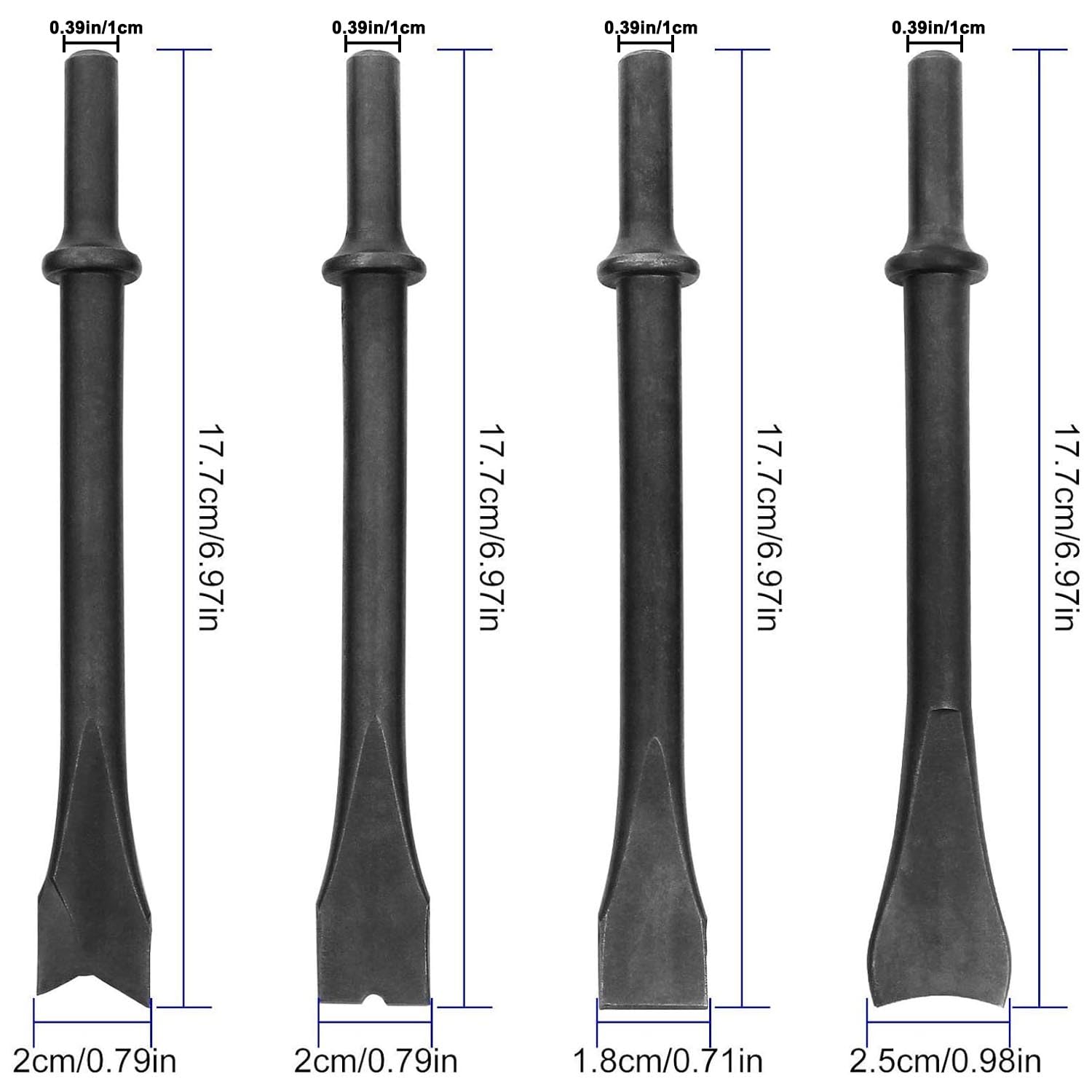 8 PCS Air Hammer Attachments Air Chisel Bits Air Hammer Bits for 150/190/250 Air Hammer Chipping Bits Set for Masonry Concrete Demolition