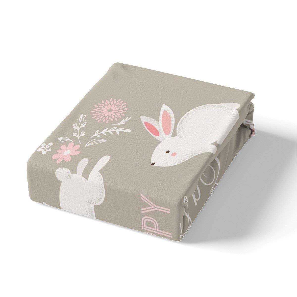 Erosebridal Rabbit Duvet Cover Happy Easter Comforter Cover for Kids Girls Farmhouse Animal Bedding Set Blossom Floral Botanical Bedclothes Child Room Decor with 2 Pillow Cases King Size Pink Gray