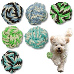 otterly pets 6 pack rope balls for small dogs & puppies - durable, interactive chew toys - for playtime and fetch- ideal for teething, training, and playtime