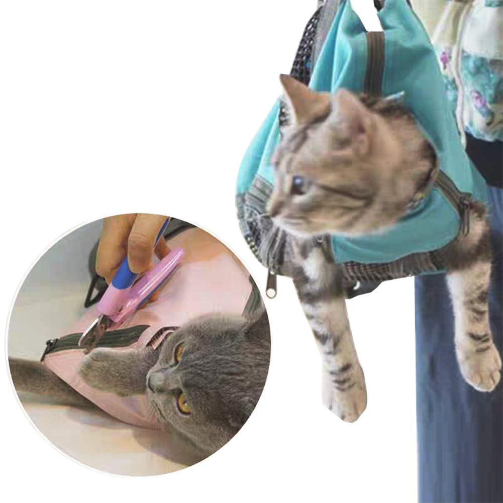 Cinf Cat Nail Clipping Cleaning Grooming Restraint Bag （Free Muzzle） No Scratching Biting for Bathing Nail Trimming Injecting Examining Blue,M