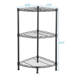 Home Furnishing Plaza 3-Tier Corner Wire Shelving Utility Storage Organizer Shelf Rack for Kitchen Living Room Bathroom MITPATY