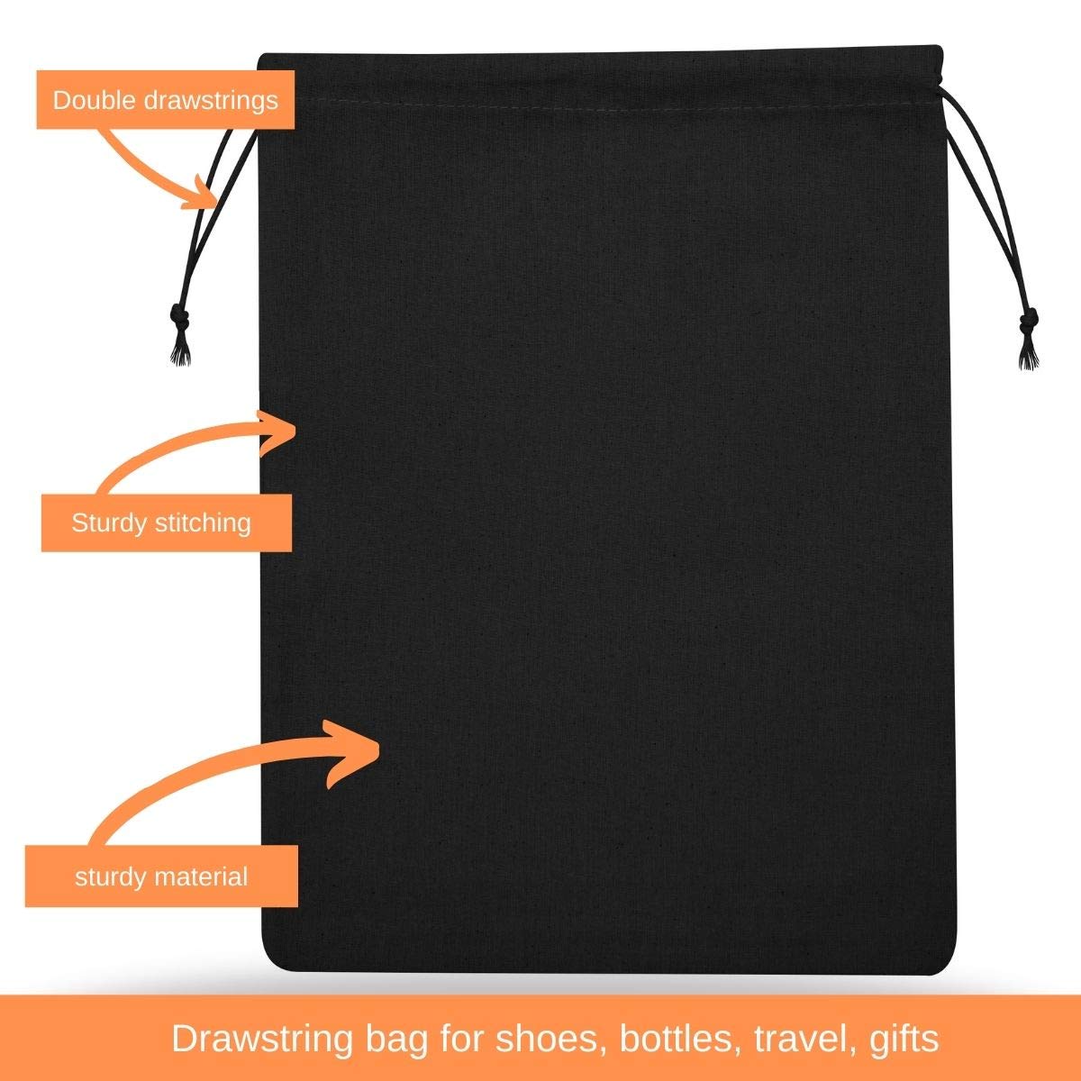 DR Cotton Blend Drawstring Bags for Storage, Wardrobe, Travel and Household Organization (9 x 12 inch - 12 pack)