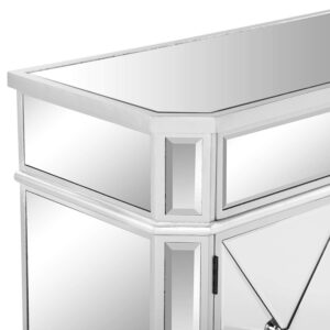 VINGLI Mirrored Cabinet, Mirrored Nightstand, Mirrored Dresser Accent Chest, Large Mirror Nightstand with 1 Drawer and Two Doors, 27.5”W x 13.4”D x 27.5”H, Mirror