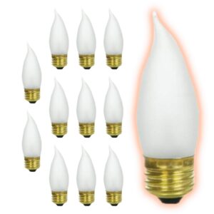 goodbulb 25 watt flame tip light bulbs | ca10 frosted finish medium e26 base 2700k soft white eff | dimmable 25w 175 lumens | decorative chandelier bulbs | incandescent (pack of 12)