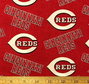 1 yard broad - cincinnati reds baseball broadcloth red cotton fabric (great for quilting, sewing, craft projects, quilt, throw pillows & more) 1 yard x 58"