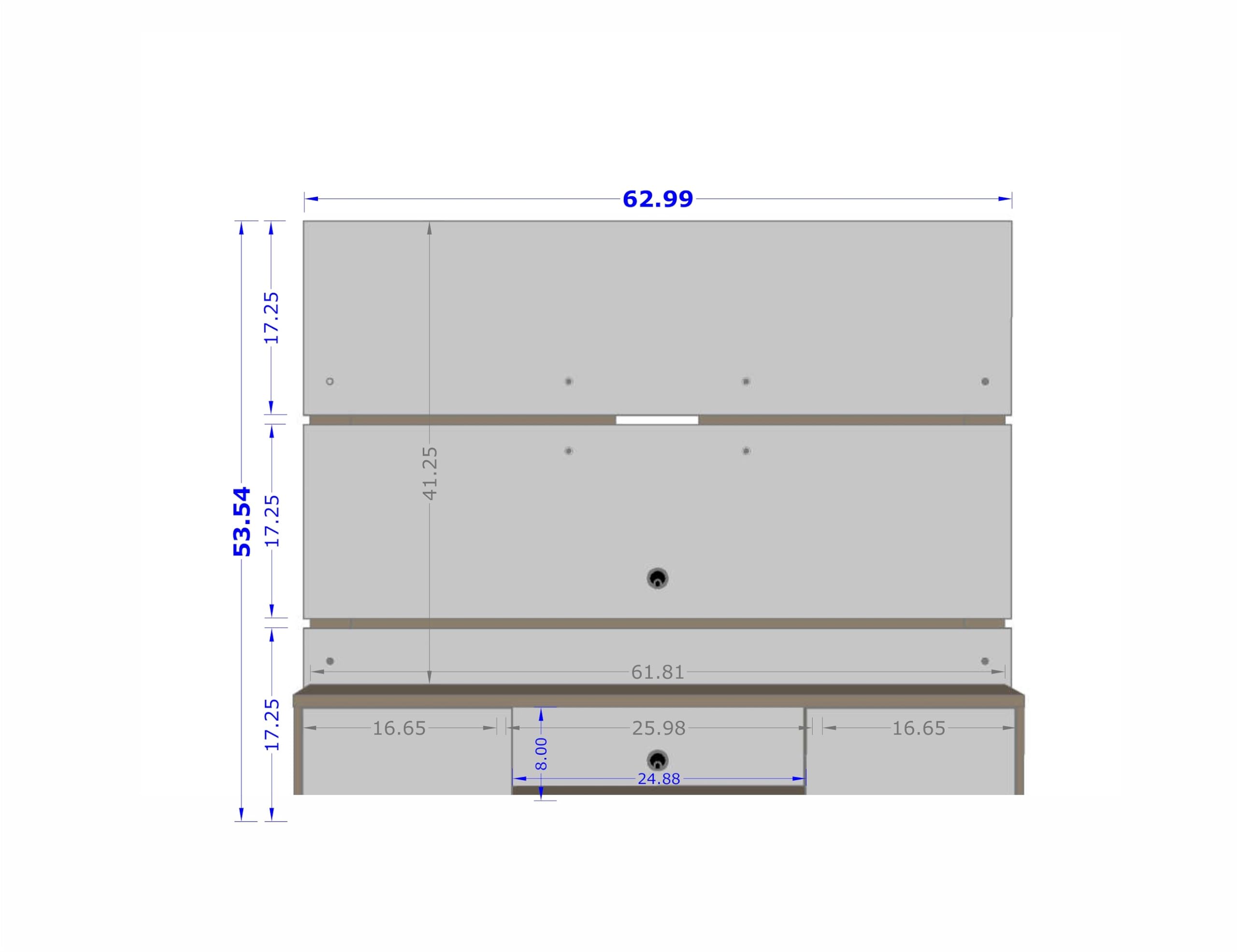 Manhattan Comfort Vernon 62" Floating Entertainment Center, Wall Mounted TV Stand for 55'' Television with Concealed & Open Storage, Hole for Cable Management, Off-White and Cinnamon