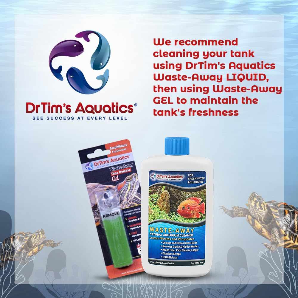 DrTim's Aquatics Freshwater Waste-Away Time Release Leave-in Gel – Natural Cleaner for Turtle Aquariums - Solution Dissolving & Cleaning Organic Sludge Waste Small 2 Pack Treats 20 gal