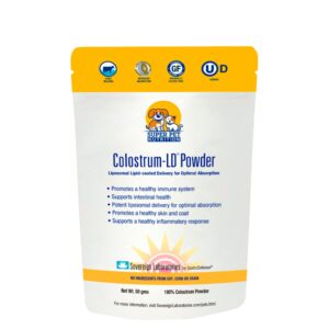 veterinarian approved super pet nutrition - for dogs and cats - liposomal bovine colostrum, rich in immunoglobulins (25%+), support for immune and digestive systems, allergies (50 grams)