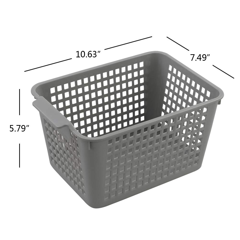 Rinboat Deep Plastic Storage Basket, 6 Packs