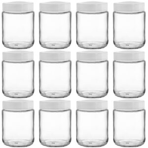 suwimut 12 pack glass mason jars, 8 oz regular mouth small glass canning jars with airtight lid, glass storage containers for jelly, jam, honey, beans, spice, yogurt, food storage