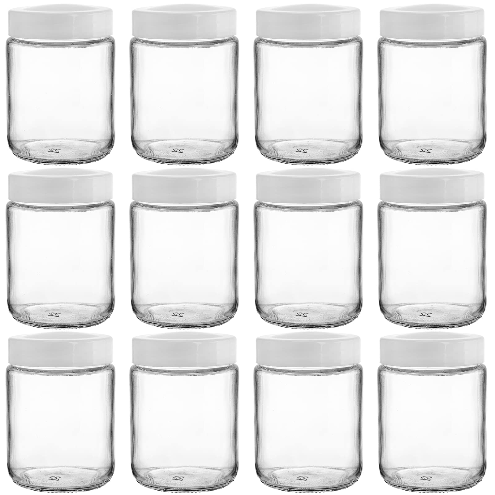 Suwimut 12 Pack Glass Mason Jars, 8 oz Regular Mouth Small Glass Canning Jars with Airtight Lid, Glass Storage Containers for Jelly, Jam, Honey, Beans, Spice, Yogurt, Food Storage