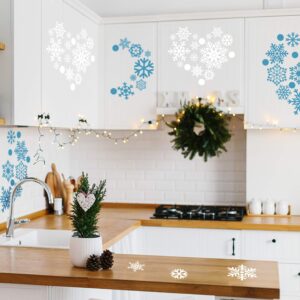 Tenare 305 Pieces Christmas Wall Decals Snowflakes Wall Stickers Christmas Silver and Winter Theme Snowflakes Decals Winter Wall Decals Removable Home Decoration for Christmas Party