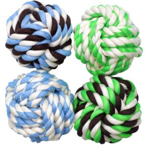 otterly pets dog toys for medium breed dogs rope dog ball aggressive chewers cotton balls outdoor and indoor play (4-pack)