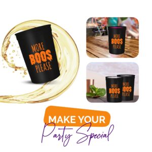 More Boos Please Halloween Party Cups For Adults - Set of 12 Happy Halloween Cups For Adults 16oz, Perfect Halloween Plastic Cups, Halloween Favors, Plastic Halloween Cups For Party