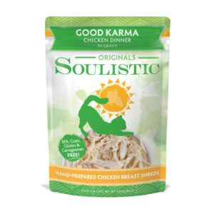 soulistic originals good karma chicken dinner in gravy wet cat food pouches, 3 oz., case of 8