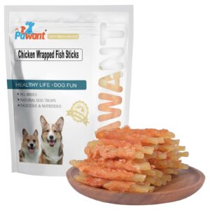 Pawant Dog Treats Soft Chews Rawhide Free Chicken Wrapped Cod Sticks for Puppy Training Snacks Dog Chews Treats 1lb/454g