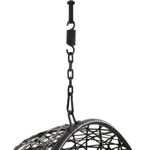 Sunnydaze Jackson Resin Wicker Hanging Egg Chair with Steel Stand - 265-Pound Weight Capacity - Includes Beige Cushions