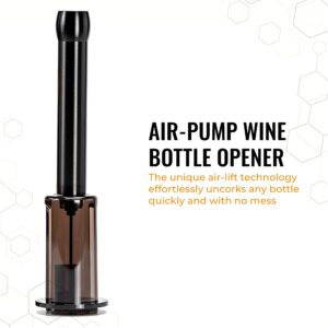 Cork Genius 4-Piece Wine Opener Set, Air Pump Wine Bottle Opener, Wine Aerator Pourer Spout, Wine Foil Cutter, and Leakproof Vacuum Wine Stopper, Wine Gift Set for Wine Lovers, Black